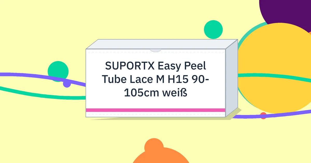 Symbolbild: Packung mit der Aufschrift SUPORTX Easy Peel Tube Lace M H15 90-105cm weiß (PZN 10125576) – Verfügbarkeit und Bezug in Apotheken in Frankfurt am Main