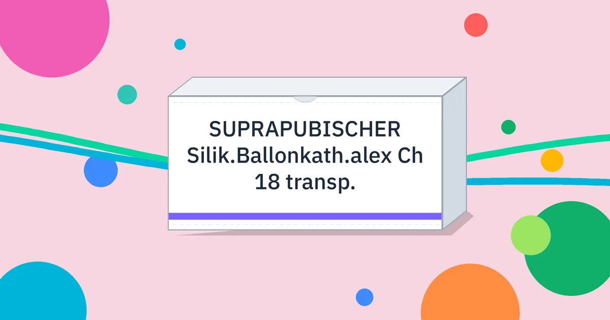 Symbolbild: Packung mit der Aufschrift SUPRAPUBISCHER Silik.Ballonkath.alex Ch 18 transp. (PZN 19950684) – Verfügbarkeit und Bezug in Apotheken in Frankfurt am Main