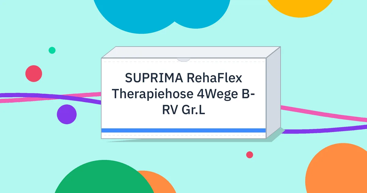 Symbolbild: Packung mit der Aufschrift SUPRIMA RehaFlex Therapiehose 4Wege B-RV Gr.L (PZN 18128597) – Verfügbarkeit und Bezug in Apotheken in Frankfurt am Main