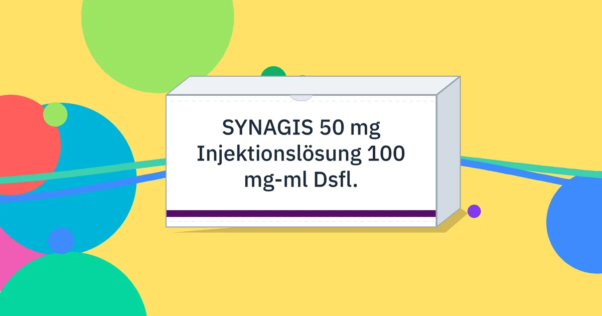 Symbolbild: Packung mit der Aufschrift SYNAGIS 50 mg Injektionslösung 100 mg-ml Dsfl. (PZN 11592972) – Verfügbarkeit und Bezug in Apotheken in Frankfurt am Main