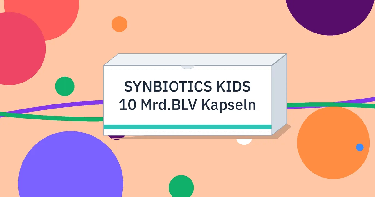 Symbolbild: Packung mit der Aufschrift SYNBIOTICS KIDS 10 Mrd.BLV Kapseln (PZN 17307808) – Verfügbarkeit und Bezug in Apotheken in Frankfurt am Main