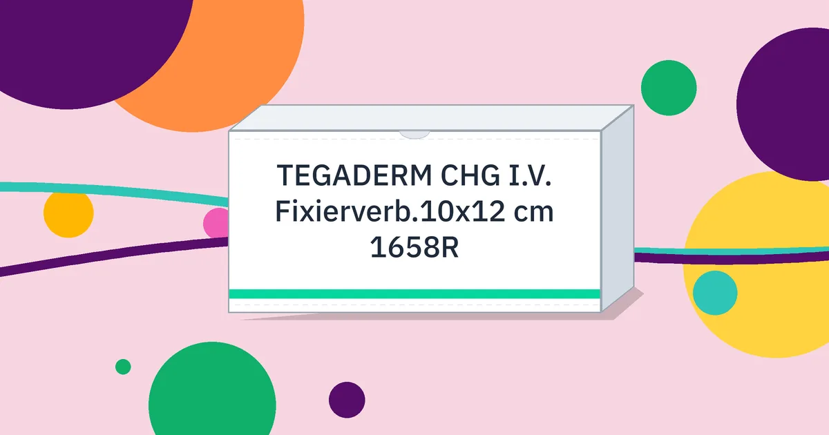 Symbolbild: Packung mit der Aufschrift TEGADERM CHG I.V. Fixierverb.10x12 cm 1658R (PZN 19704063) – Verfügbarkeit und Bezug in Apotheken in Frankfurt am Main