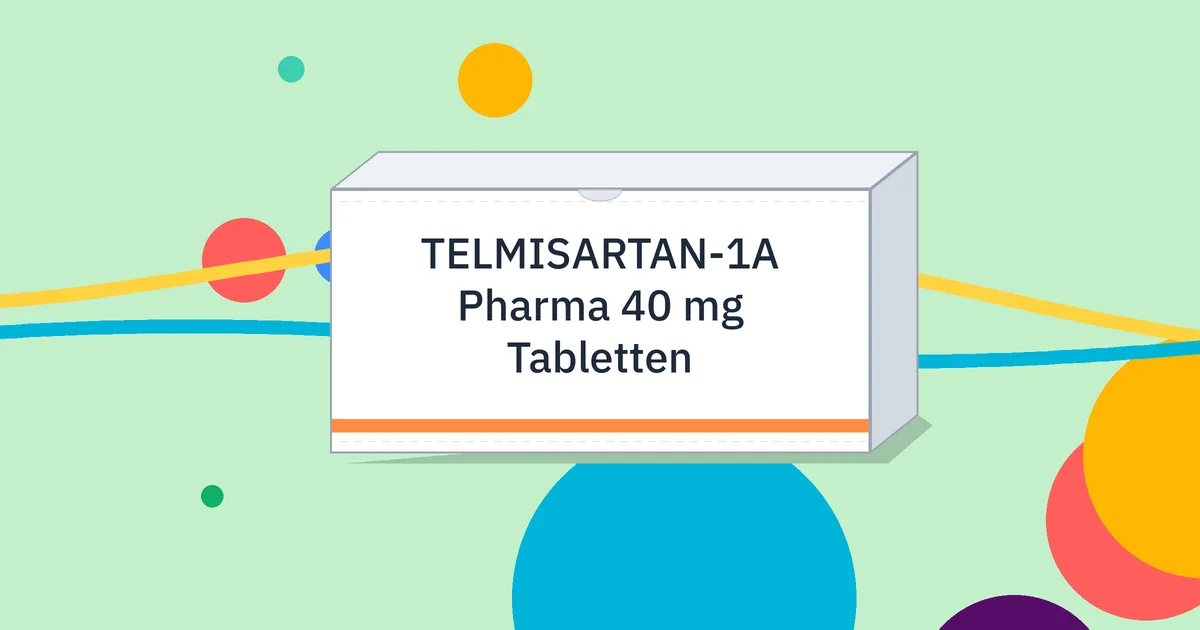 Symbolbild: Packung mit der Aufschrift TELMISARTAN-1A Pharma 40 mg Tabletten (PZN 01620874) – Verfügbarkeit und Bezug in Apotheken in Frankfurt am Main