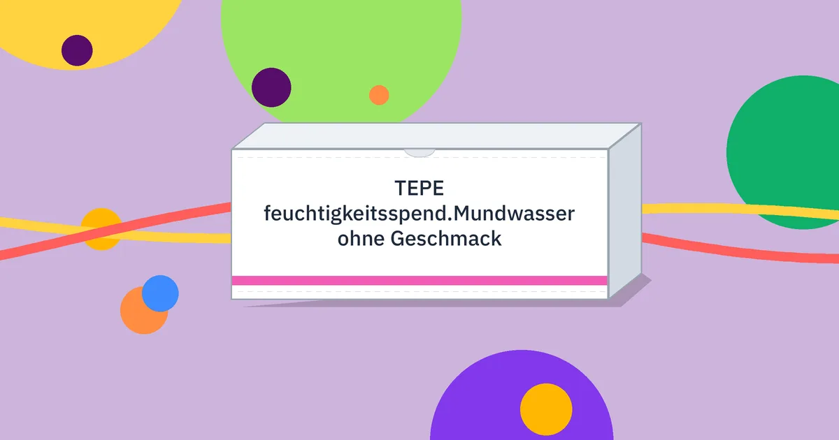 Symbolbild: Packung mit der Aufschrift TEPE feuchtigkeitsspend.Mundwasser ohne Geschmack (PZN 18802823) – Verfügbarkeit und Bezug in Apotheken in Frankfurt am Main