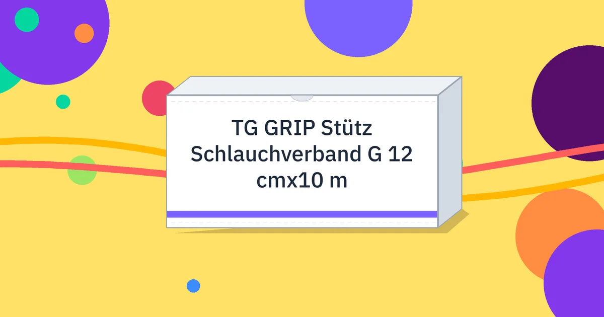 Symbolbild: Packung mit der Aufschrift TG GRIP Stütz Schlauchverband G 12 cmx10 m (PZN 15431065) – Verfügbarkeit und Bezug in Apotheken in Frankfurt am Main