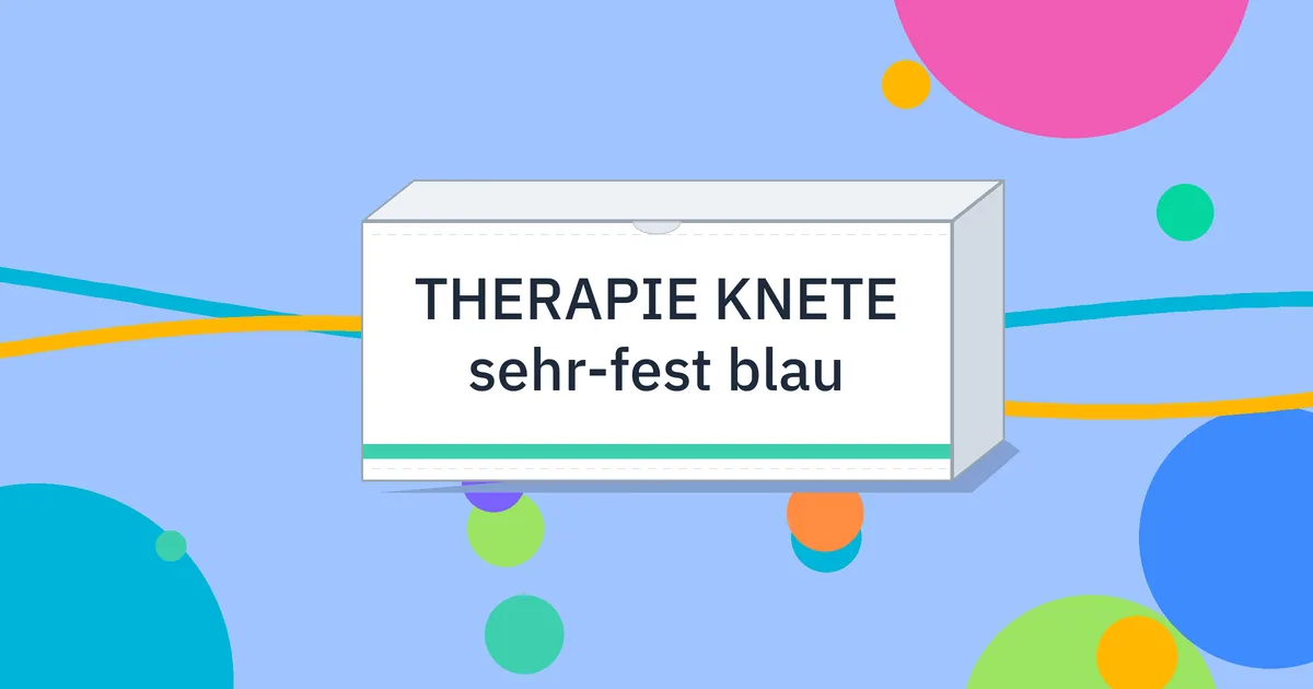 Symbolbild: Packung mit der Aufschrift THERAPIE KNETE sehr-fest blau (PZN 20776837) – Verfügbarkeit und Bezug in Apotheken in Frankfurt am Main