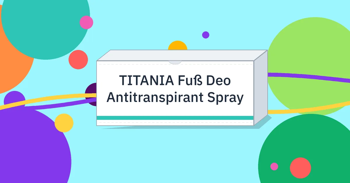 Symbolbild: Packung mit der Aufschrift TITANIA Fuß Deo Antitranspirant Spray (PZN 18905026) – Verfügbarkeit und Bezug in Apotheken in Frankfurt am Main