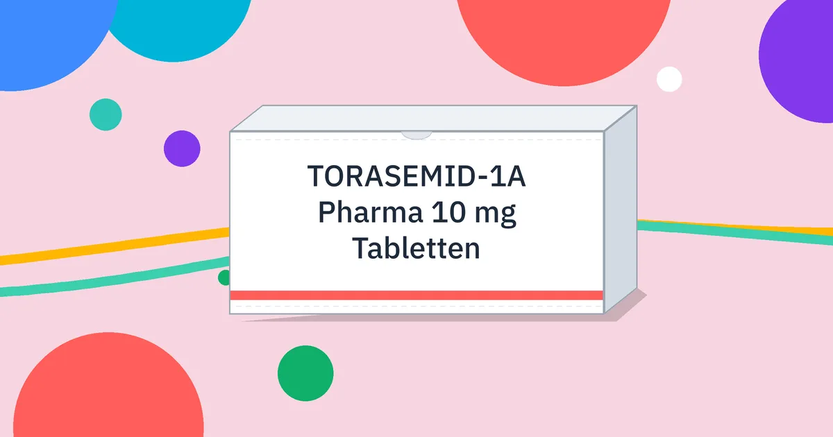 Symbolbild: Packung mit der Aufschrift TORASEMID-1A Pharma 10 mg Tabletten (PZN 00773972) – Verfügbarkeit und Bezug in Apotheken in Frankfurt am Main
