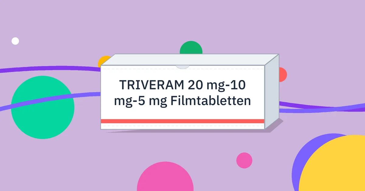 Symbolbild: Packung mit der Aufschrift TRIVERAM 20 mg-10 mg-5 mg Filmtabletten (PZN 18245357) – Verfügbarkeit und Bezug in Apotheken in Frankfurt am Main