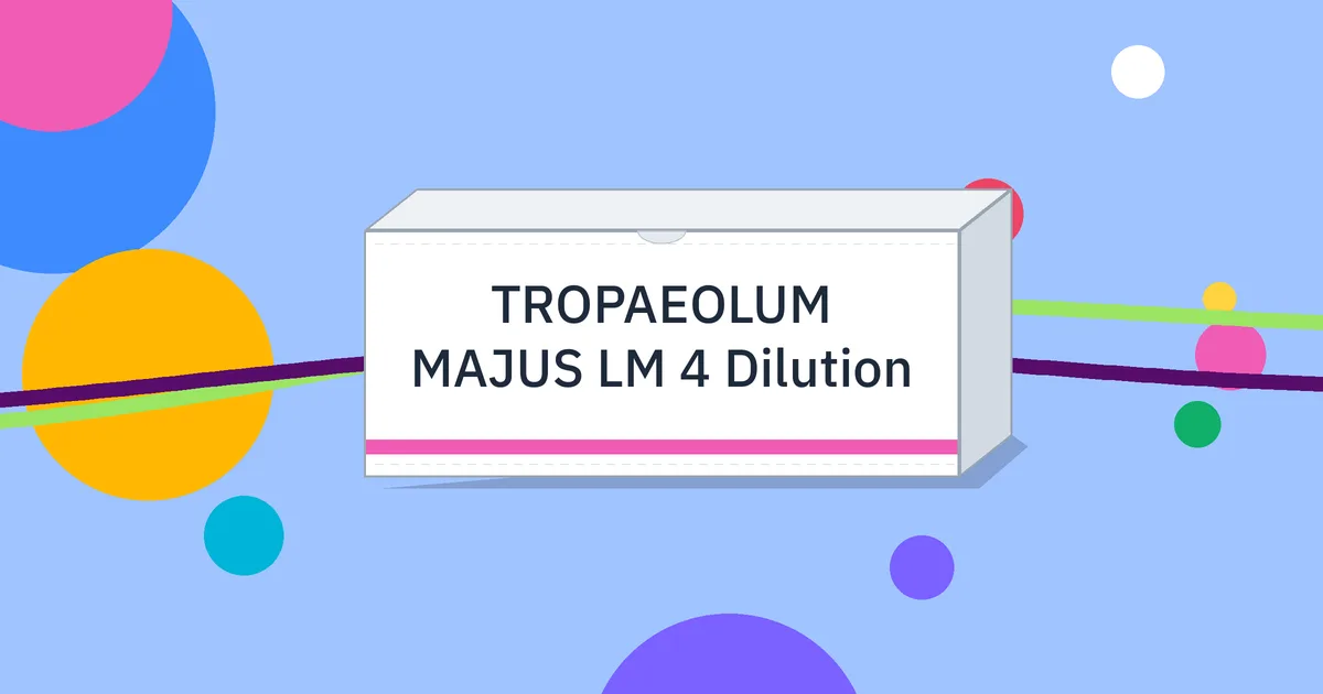 Symbolbild: Packung mit der Aufschrift TROPAEOLUM MAJUS LM 4 Dilution (PZN 13252921) – Verfügbarkeit und Bezug in Apotheken in Frankfurt am Main