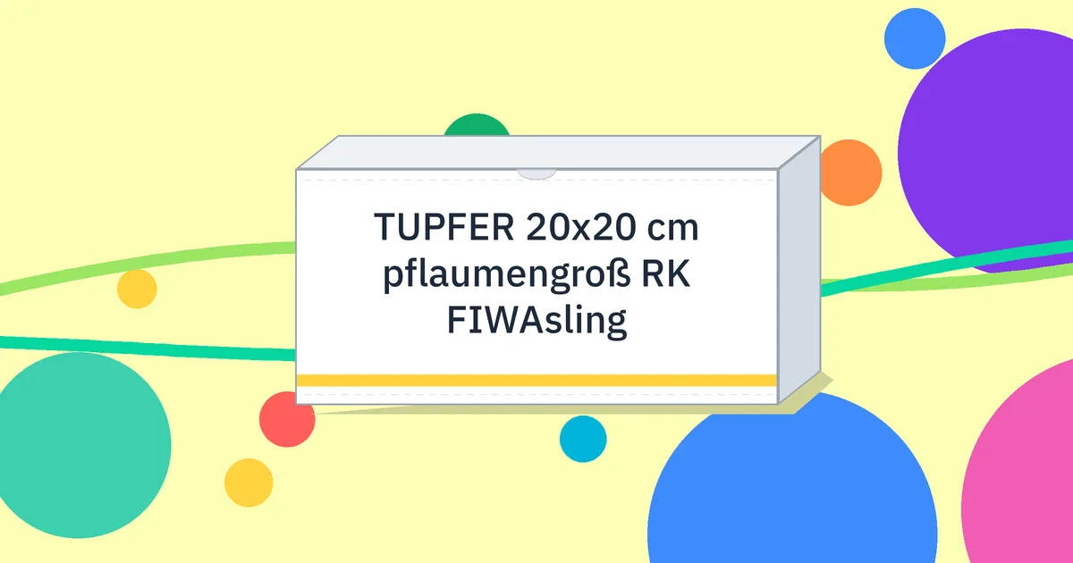 Symbolbild: Packung mit der Aufschrift TUPFER 20x20 cm pflaumengroß RK FIWAsling (PZN 11860705) – Verfügbarkeit und Bezug in Apotheken in Frankfurt am Main