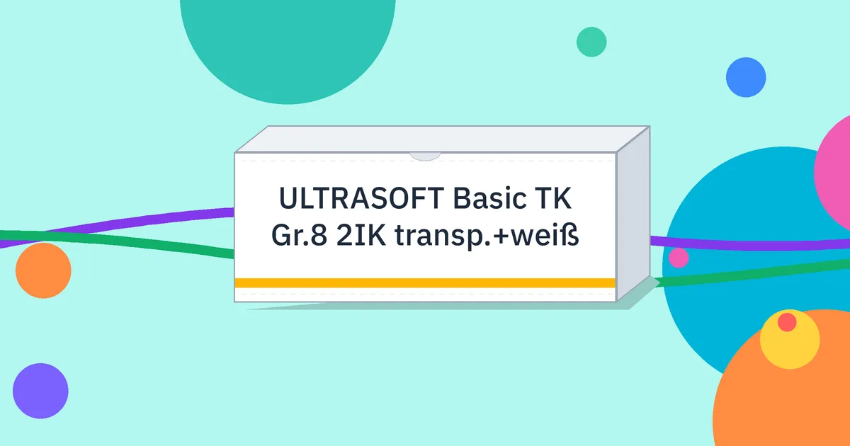 Symbolbild: Packung mit der Aufschrift ULTRASOFT Basic TK Gr.8 2IK transp.+weiß (PZN 10731294) – Verfügbarkeit und Bezug in Apotheken in Frankfurt am Main