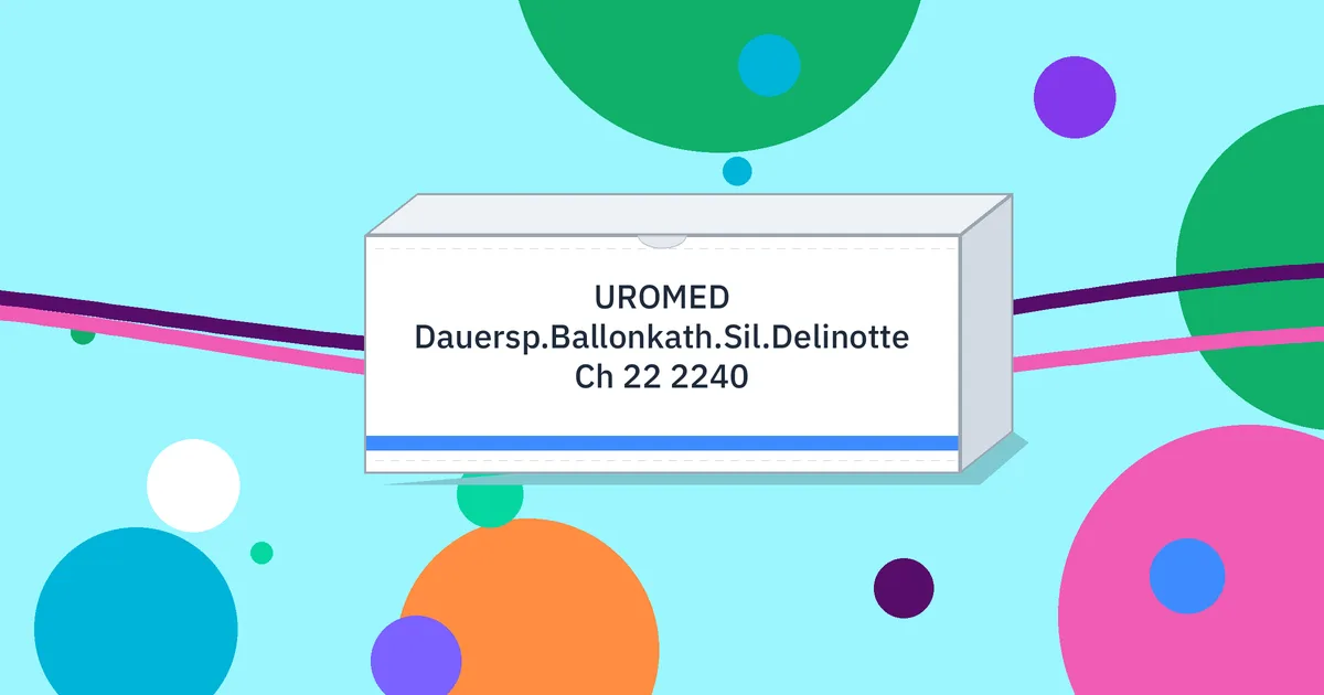 Symbolbild: Packung mit der Aufschrift UROMED Dauersp.Ballonkath.Sil.Delinotte Ch 22 2240 (PZN 03281034) – Verfügbarkeit und Bezug in Apotheken in Frankfurt am Main