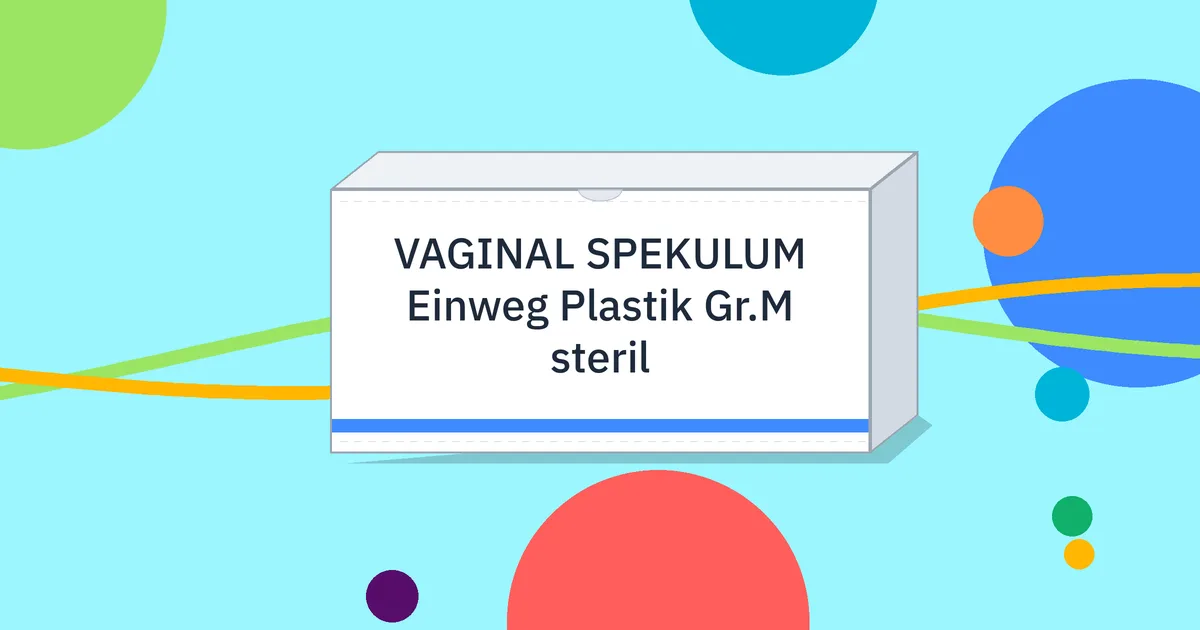 Symbolbild: Packung mit der Aufschrift VAGINAL SPEKULUM Einweg Plastik Gr.M steril (PZN 09108118) – Verfügbarkeit und Bezug in Apotheken in Frankfurt am Main