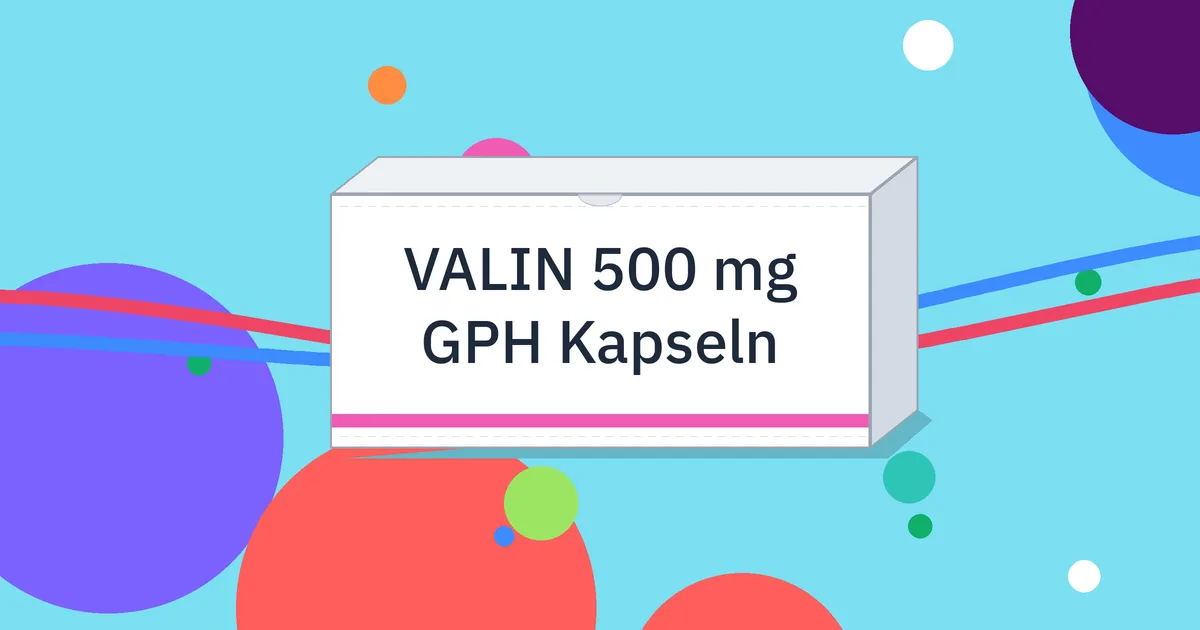 Symbolbild: Packung mit der Aufschrift VALIN 500 mg GPH Kapseln (PZN 00128875) – Verfügbarkeit und Bezug in Apotheken in Frankfurt am Main