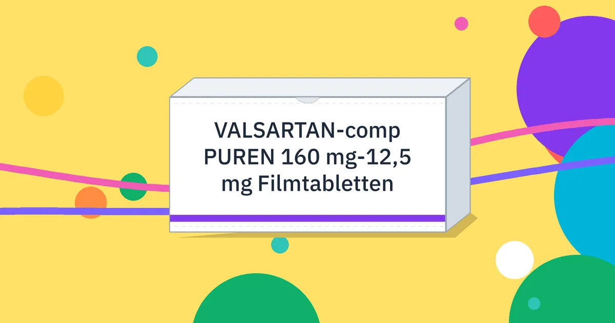 Symbolbild: Packung mit der Aufschrift VALSARTAN-comp PUREN 160 mg-12,5 mg Filmtabletten (PZN 11358472) – Verfügbarkeit und Bezug in Apotheken in Frankfurt am Main
