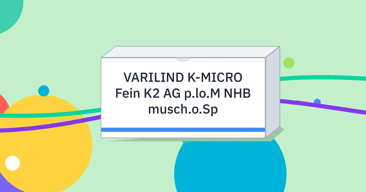 Symbolbild: Packung mit der Aufschrift VARILIND K-MICRO Fein K2 AG p.lo.M NHB musch.o.Sp (PZN 20618788) – Verfügbarkeit und Bezug in Apotheken in Frankfurt am Main