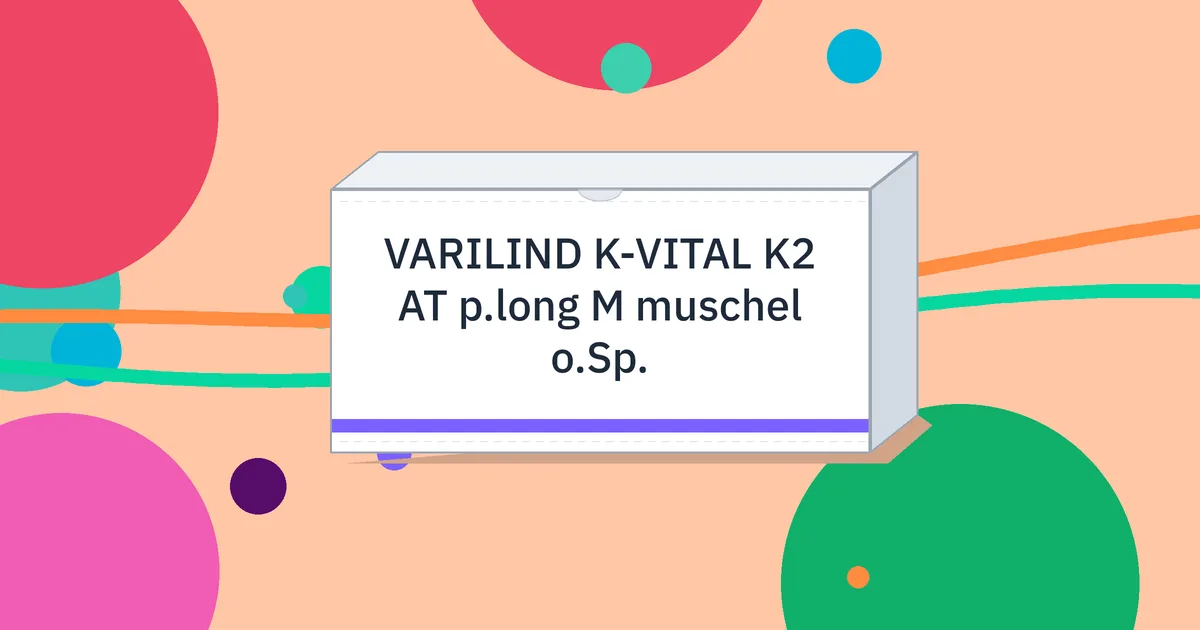 Symbolbild: Packung mit der Aufschrift VARILIND K-VITAL K2 AT p.long M muschel o.Sp. (PZN 20562622) – Verfügbarkeit und Bezug in Apotheken in Frankfurt am Main