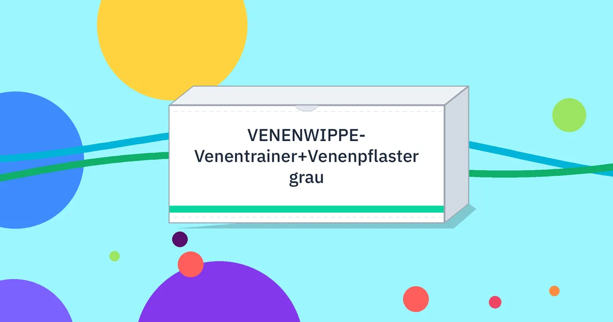Symbolbild: Packung mit der Aufschrift VENENWIPPE-Venentrainer+Venenpflaster grau (PZN 11868894) – Verfügbarkeit und Bezug in Apotheken in Frankfurt am Main