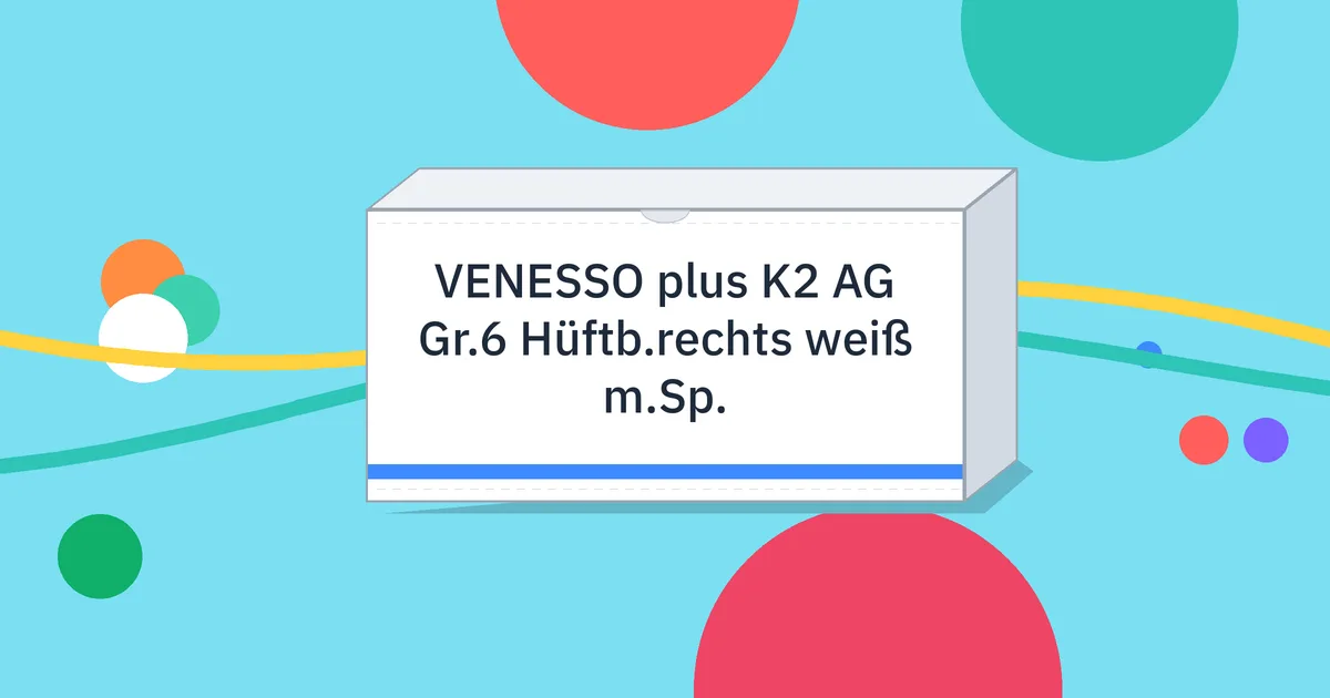 Symbolbild: Packung mit der Aufschrift VENESSO plus K2 AG Gr.6 Hüftb.rechts weiß m.Sp. (PZN 03304309) – Verfügbarkeit und Bezug in Apotheken in Frankfurt am Main