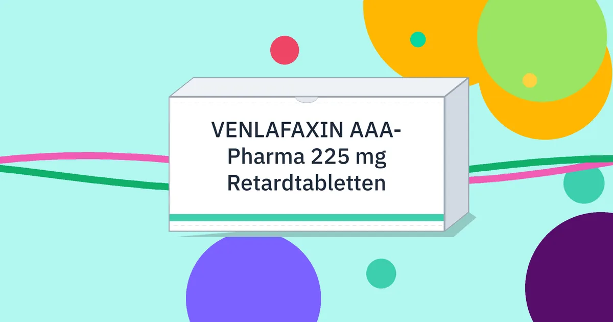 Symbolbild: Packung mit der Aufschrift VENLAFAXIN AAA-Pharma 225 mg Retardtabletten (PZN 18300441) – Verfügbarkeit und Bezug in Apotheken in Frankfurt am Main