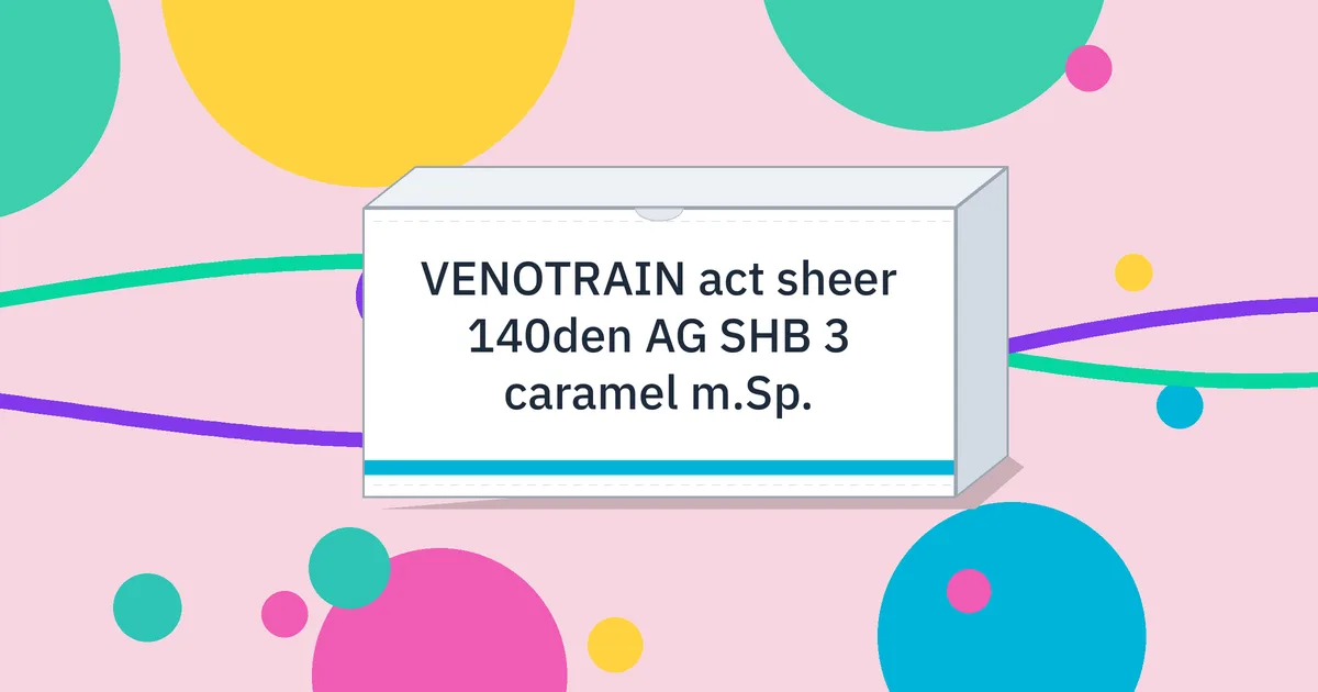Symbolbild: Packung mit der Aufschrift VENOTRAIN act sheer 140den AG SHB 3 caramel m.Sp. (PZN 16208234) – Verfügbarkeit und Bezug in Apotheken in Frankfurt am Main