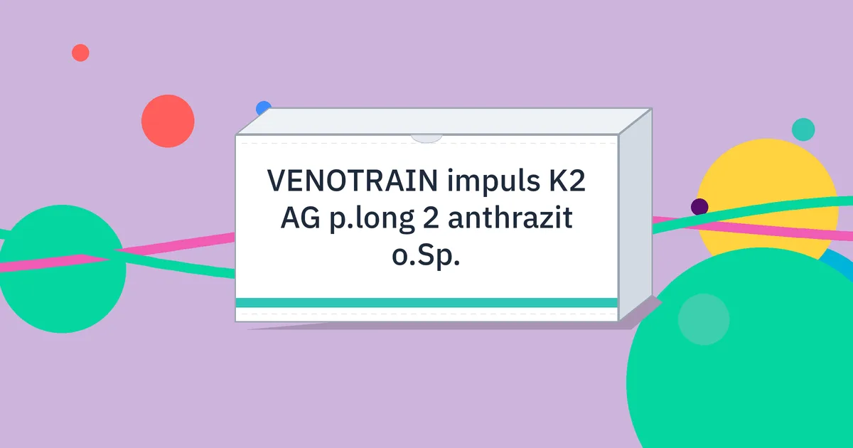 Symbolbild: Packung mit der Aufschrift VENOTRAIN impuls K2 AG p.long 2 anthrazit o.Sp. (PZN 15212759) – Verfügbarkeit und Bezug in Apotheken in Frankfurt am Main