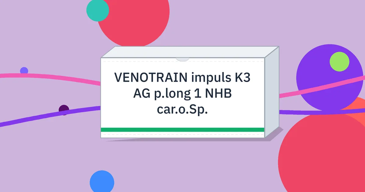 Symbolbild: Packung mit der Aufschrift VENOTRAIN impuls K3 AG p.long 1 NHB car.o.Sp. (PZN 08422309) – Verfügbarkeit und Bezug in Apotheken in Frankfurt am Main
