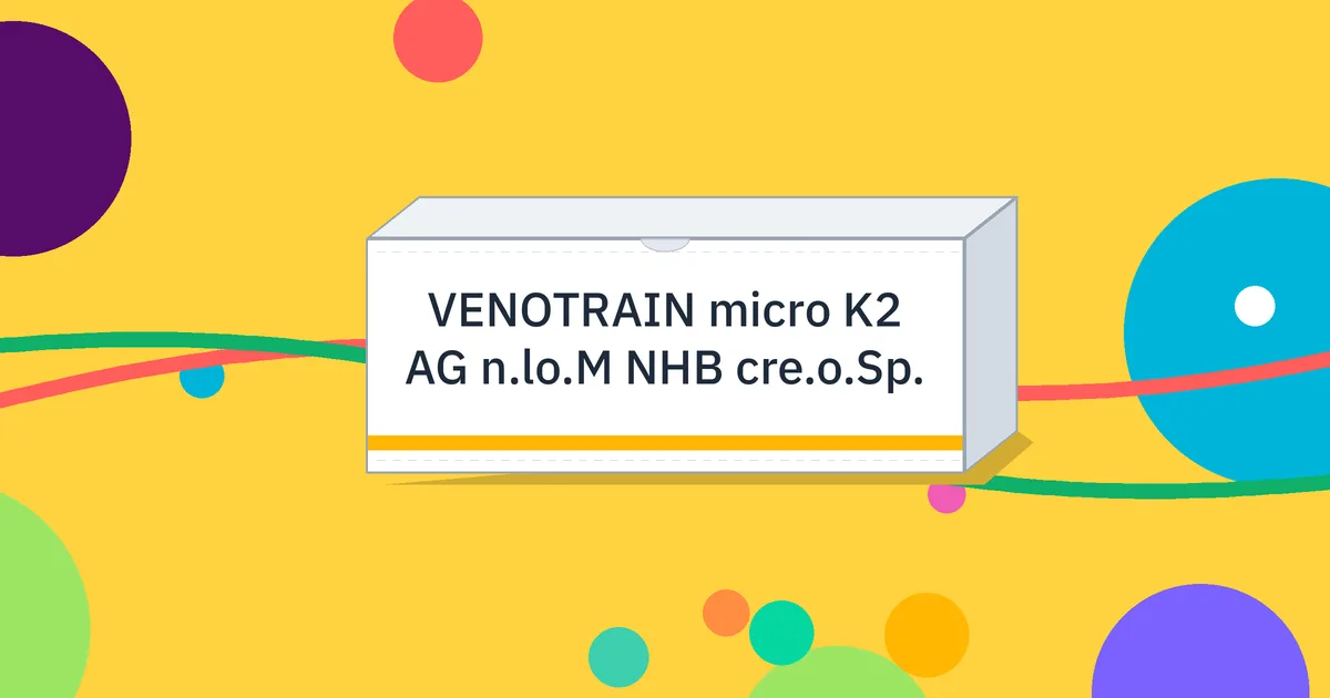 Symbolbild: Packung mit der Aufschrift VENOTRAIN micro K2 AG n.lo.M NHB cre.o.Sp. (PZN 05716648) – Verfügbarkeit und Bezug in Apotheken in Frankfurt am Main