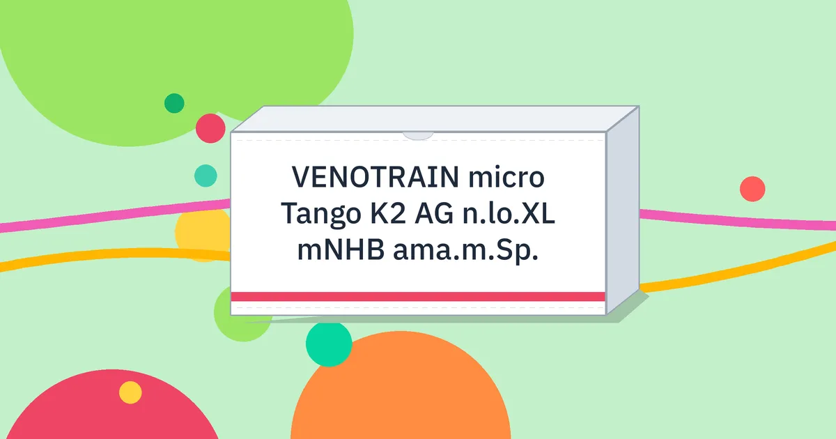 Symbolbild: Packung mit der Aufschrift VENOTRAIN micro Tango K2 AG n.lo.XL mNHB ama.m.Sp. (PZN 17759284) – Verfügbarkeit und Bezug in Apotheken in Frankfurt am Main