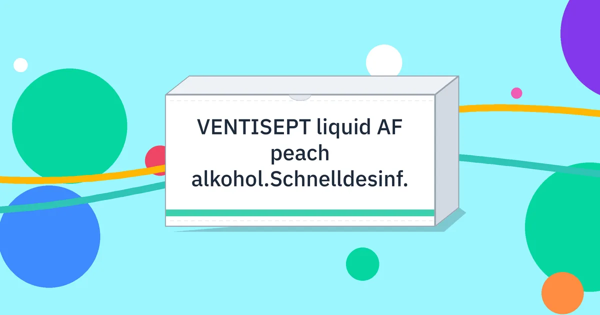 Symbolbild: Packung mit der Aufschrift VENTISEPT liquid AF peach alkohol.Schnelldesinf. (PZN 06920718) – Verfügbarkeit und Bezug in Apotheken in Frankfurt am Main