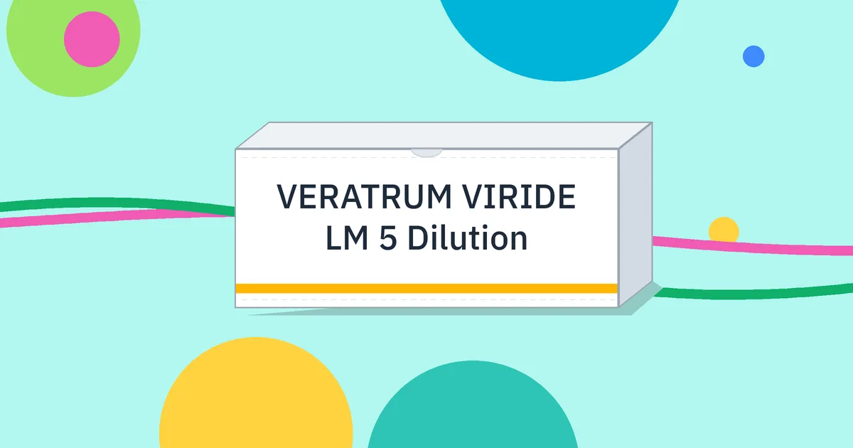 Symbolbild: Packung mit der Aufschrift VERATRUM VIRIDE LM 5 Dilution (PZN 13265125) – Verfügbarkeit und Bezug in Apotheken in Frankfurt am Main