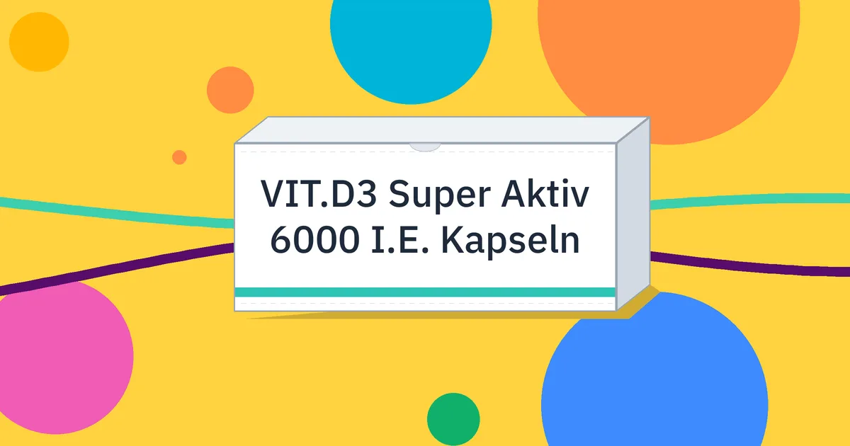 Symbolbild: Packung mit der Aufschrift VIT.D3 Super Aktiv 6000 I.E. Kapseln (PZN 11651485) – Verfügbarkeit und Bezug in Apotheken in Frankfurt am Main