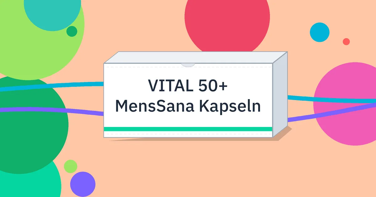 Symbolbild: Packung mit der Aufschrift VITAL 50+ MensSana Kapseln (PZN 09339697) – Verfügbarkeit und Bezug in Apotheken in Frankfurt am Main