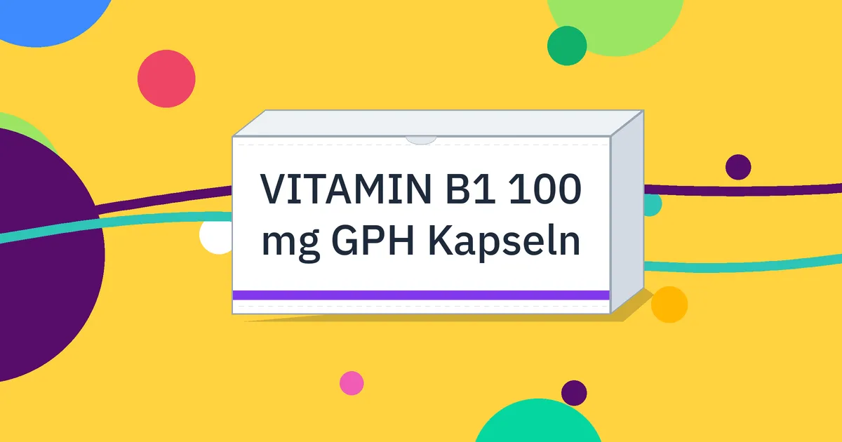 Symbolbild: Packung mit der Aufschrift VITAMIN B1 100 mg GPH Kapseln (PZN 16570679) – Verfügbarkeit und Bezug in Apotheken in Frankfurt am Main