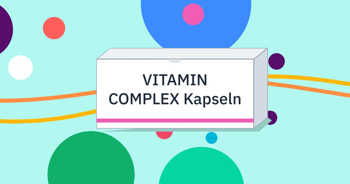 Symbolbild: Packung mit der Aufschrift VITAMIN COMPLEX Kapseln (PZN 10732678) – Verfügbarkeit und Bezug in Apotheken in Frankfurt am Main