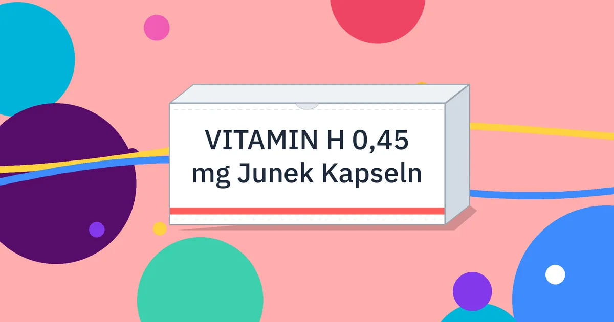Symbolbild: Packung mit der Aufschrift VITAMIN H 0,45 mg Junek Kapseln (PZN 07083791) – Verfügbarkeit und Bezug in Apotheken in Frankfurt am Main