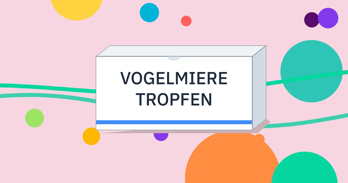 Symbolbild: Packung mit der Aufschrift VOGELMIERE TROPFEN (PZN 14126839) – Verfügbarkeit und Bezug in Apotheken in Frankfurt am Main