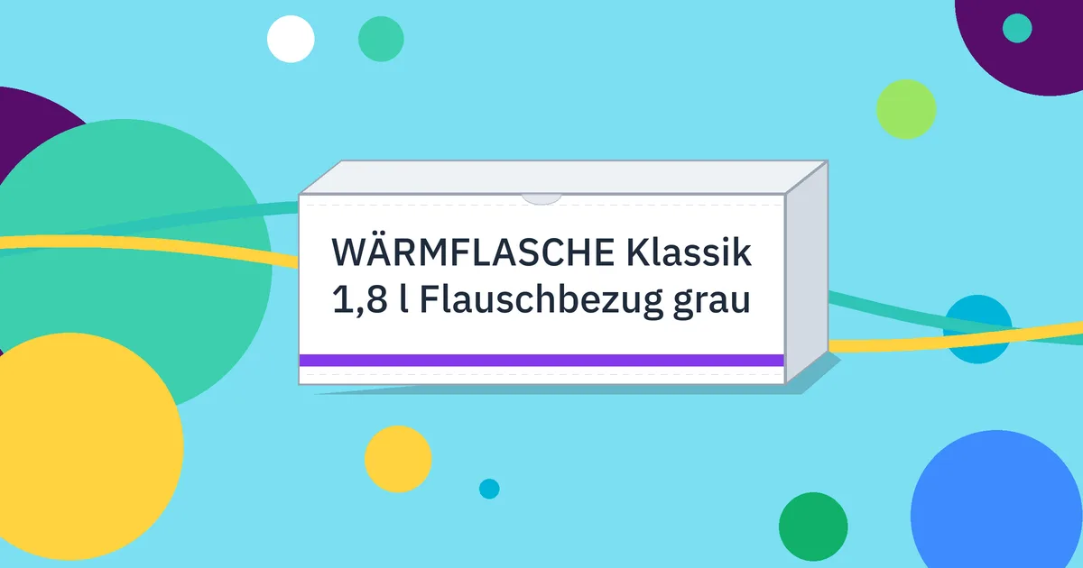 Symbolbild: Packung mit der Aufschrift WÄRMFLASCHE Klassik 1,8 l Flauschbezug grau (PZN 09889251) – Verfügbarkeit und Bezug in Apotheken in Frankfurt am Main