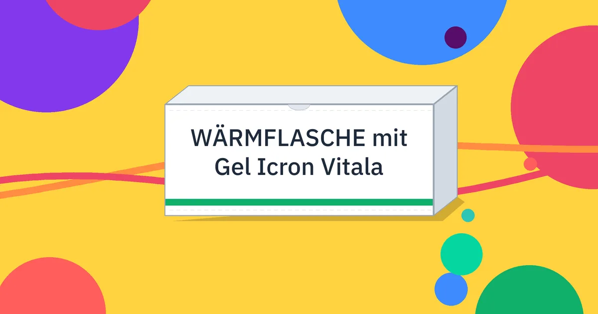 Symbolbild: Packung mit der Aufschrift WÄRMFLASCHE mit Gel Icron Vitala (PZN 01582576) – Verfügbarkeit und Bezug in Apotheken in Frankfurt am Main