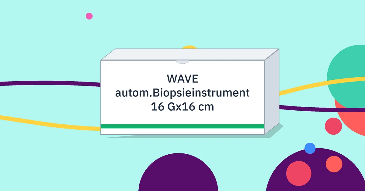 Symbolbild: Packung mit der Aufschrift WAVE autom.Biopsieinstrument 16 Gx16 cm (PZN 19529944) – Verfügbarkeit und Bezug in Apotheken in Frankfurt am Main