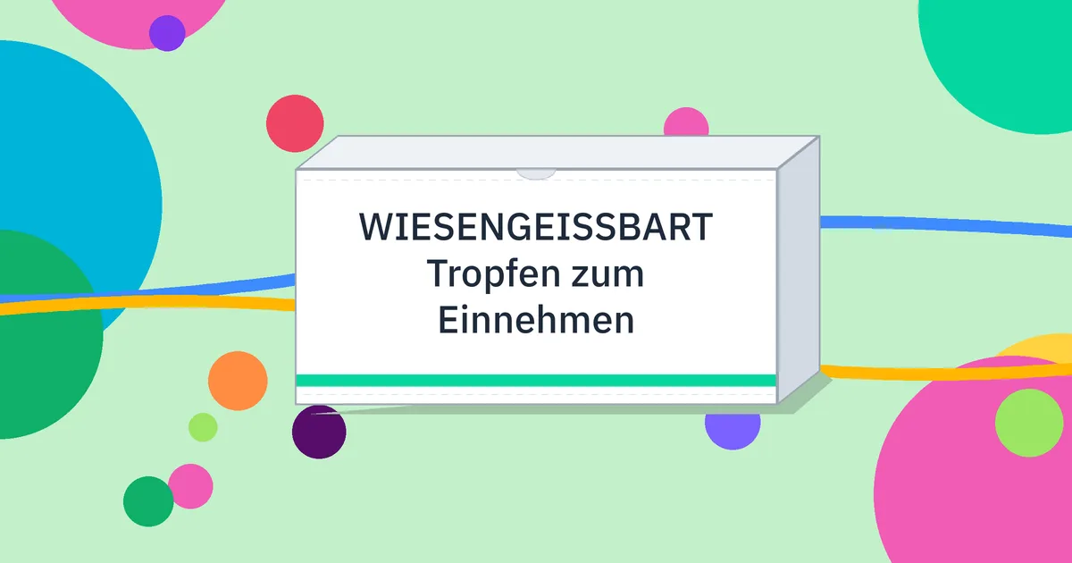 Symbolbild: Packung mit der Aufschrift WIESENGEISSBART Tropfen zum Einnehmen (PZN 11602825) – Verfügbarkeit und Bezug in Apotheken in Frankfurt am Main