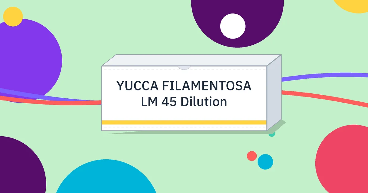 Symbolbild: Packung mit der Aufschrift YUCCA FILAMENTOSA LM 45 Dilution (PZN 13289166) – Verfügbarkeit und Bezug in Apotheken in Frankfurt am Main