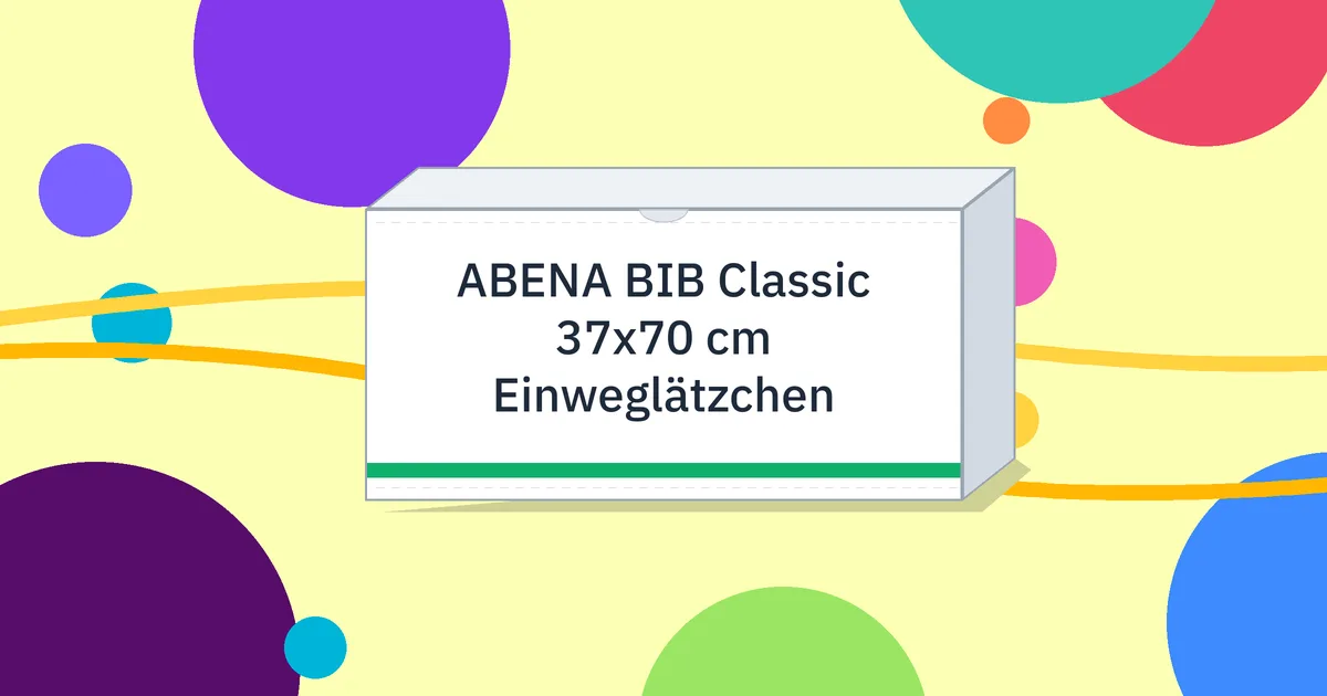 Symbolbild: Packung mit der Aufschrift ABENA BIB Classic 37x70 cm Einweglätzchen (PZN 19227255) – Verfügbarkeit und Bezug in Apotheken in Frankfurt am Main