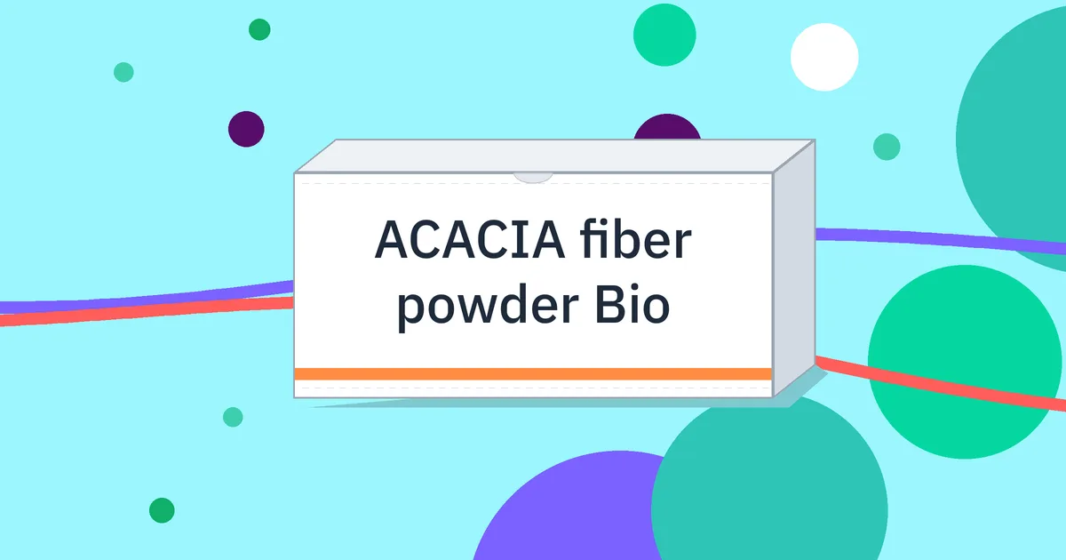 Symbolbild: Packung mit der Aufschrift ACACIA fiber powder Bio (PZN 18412720) – Verfügbarkeit und Bezug in Apotheken in Frankfurt am Main