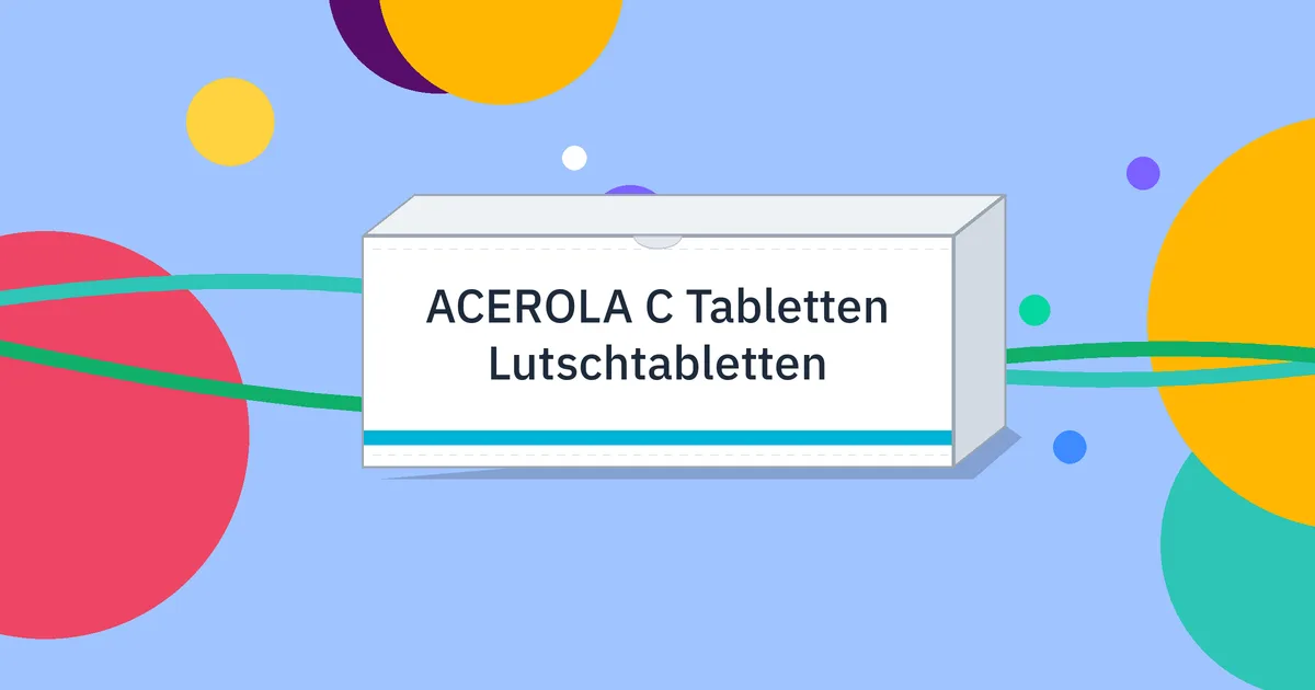 Symbolbild: Packung mit der Aufschrift ACEROLA C Tabletten Lutschtabletten (PZN 01156537) – Verfügbarkeit und Bezug in Apotheken in Frankfurt am Main