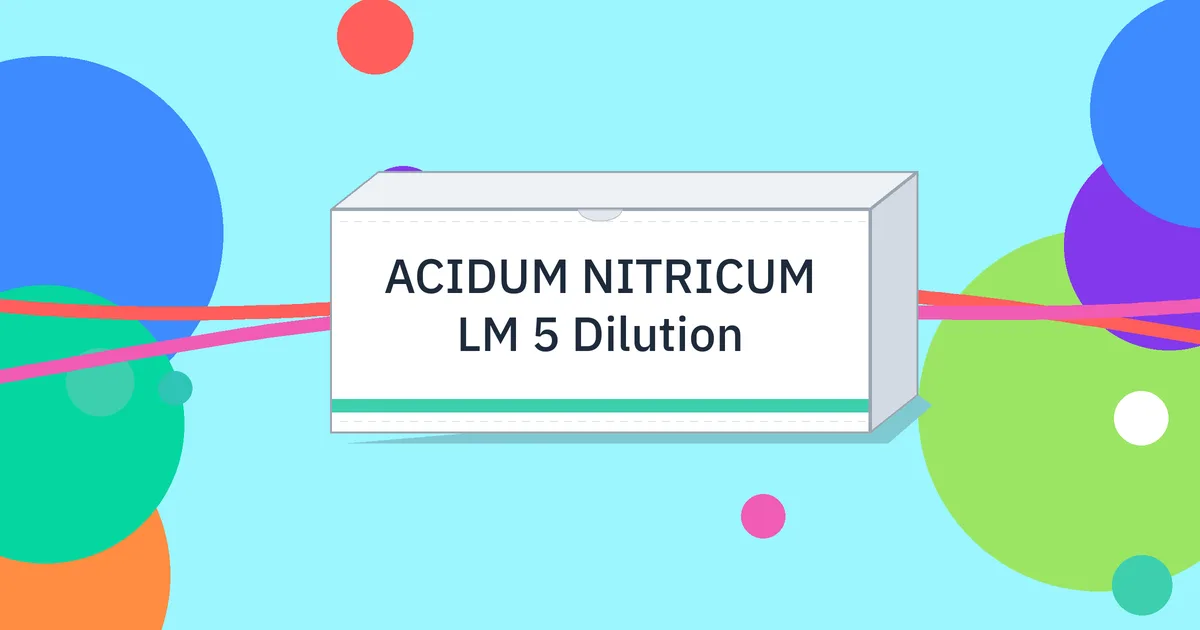 Symbolbild: Packung mit der Aufschrift ACIDUM NITRICUM LM 5 Dilution (PZN 12752716) – Verfügbarkeit und Bezug in Apotheken in Frankfurt am Main