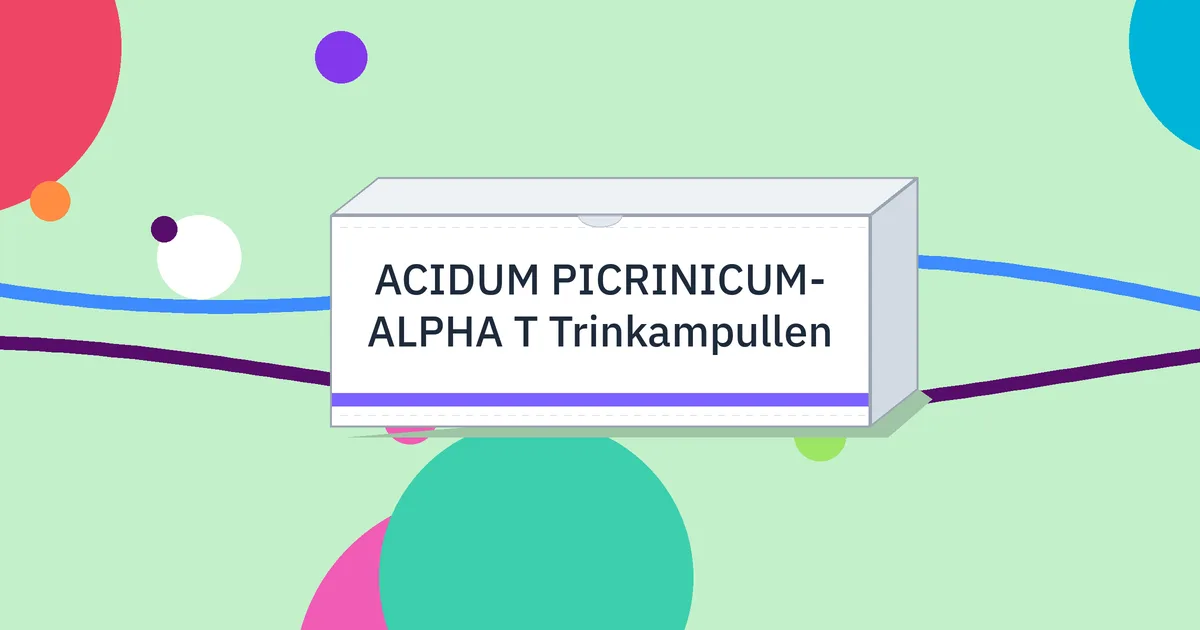 Symbolbild: Packung mit der Aufschrift ACIDUM PICRINICUM-ALPHA T Trinkampullen (PZN 10223273) – Verfügbarkeit und Bezug in Apotheken in Frankfurt am Main