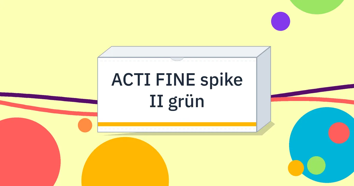 Symbolbild: Packung mit der Aufschrift ACTI FINE spike II grün (PZN 09301111) – Verfügbarkeit und Bezug in Apotheken in Frankfurt am Main
