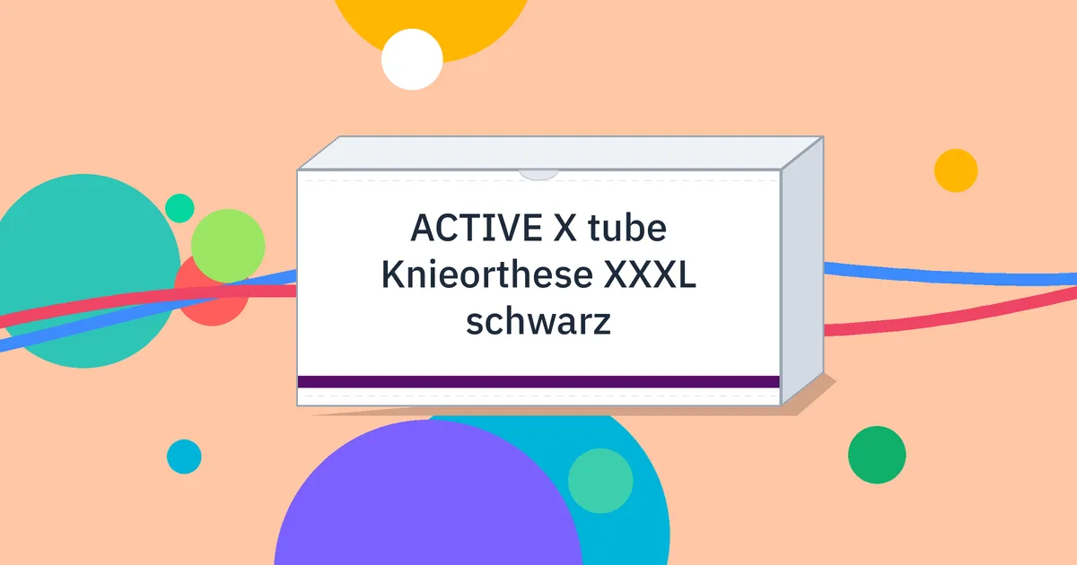 Symbolbild: Packung mit der Aufschrift ACTIVE X tube Knieorthese XXXL schwarz (PZN 11557792) – Verfügbarkeit und Bezug in Apotheken in Frankfurt am Main